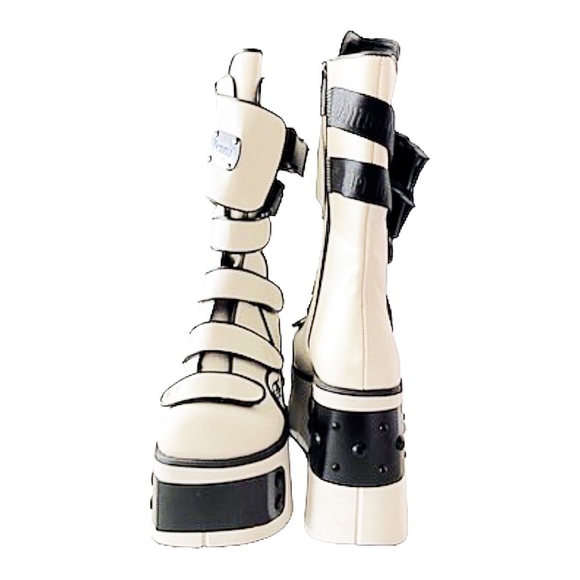 Demonia | Shoes | Demonia Kera 8 Strappy Platform Boots White Vegan ...